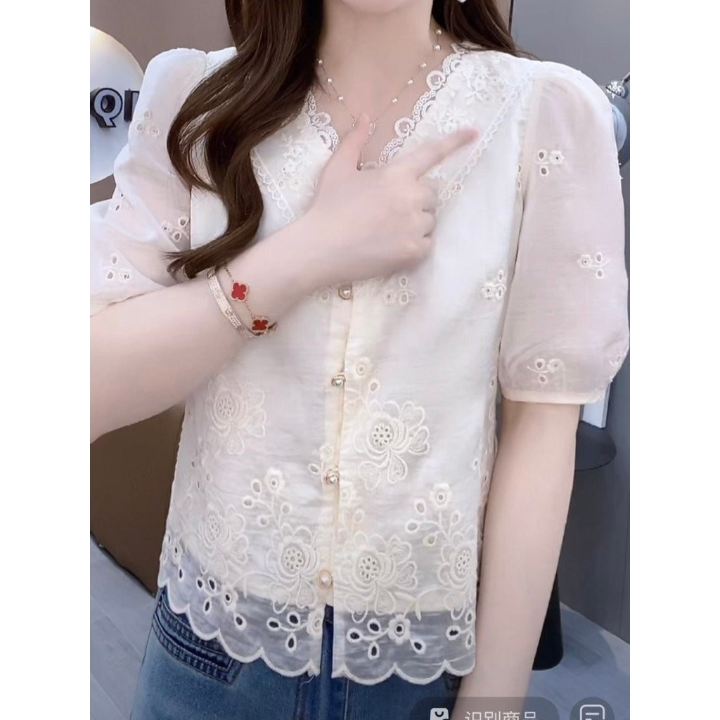 Elegant Contrast Lace Blouse Asian Inspired Attire For Women Barong ...