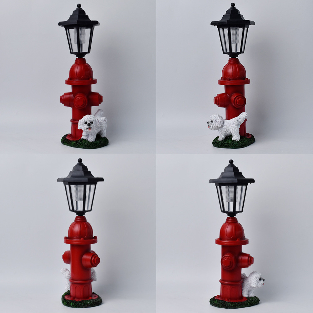 Fire Hydrant and Dog Outdoor Statues Solar Lights Dog Solar Garden ...
