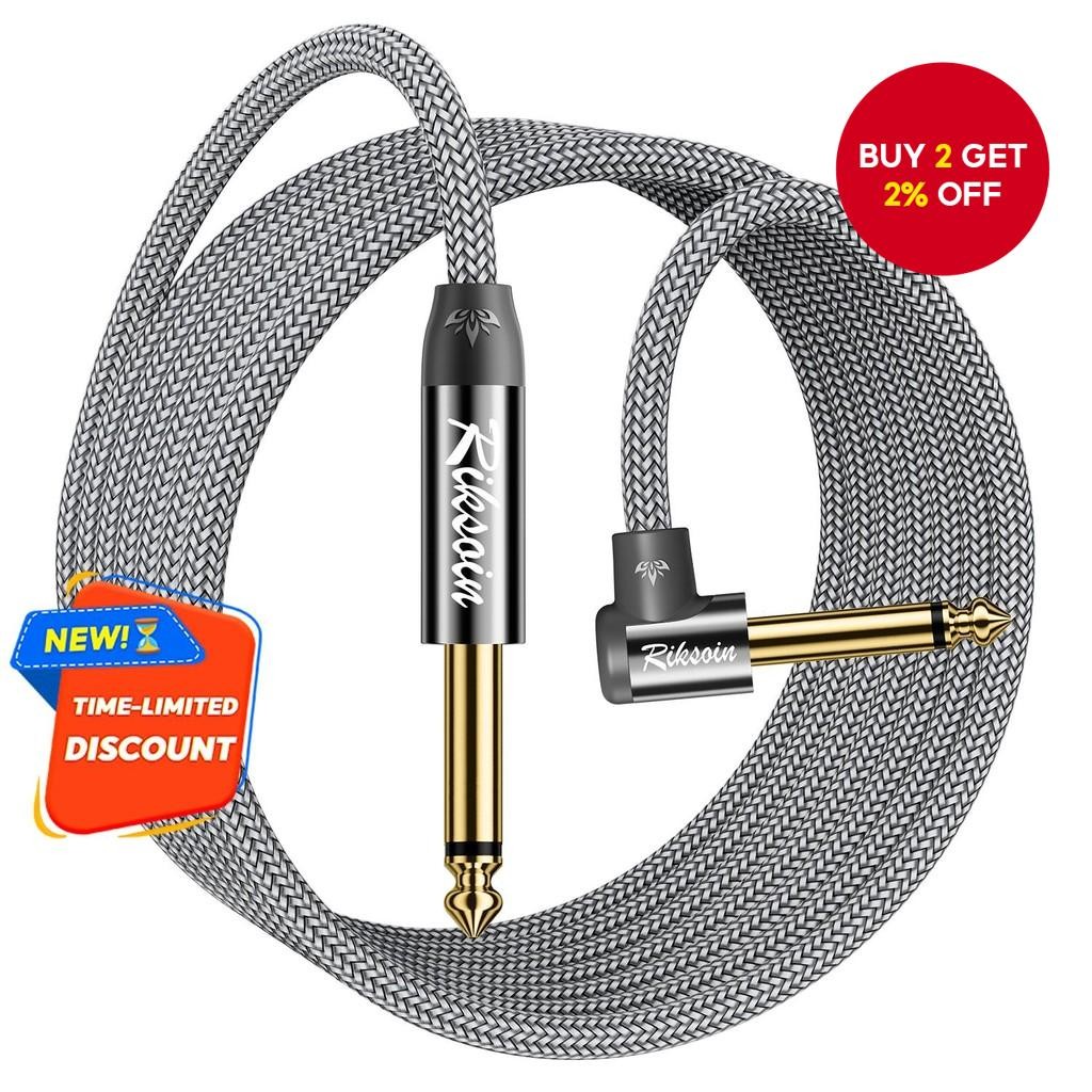 Riksoin Audio Instrument Cable, 1/4 Straight to Right Angle, Compatible ...