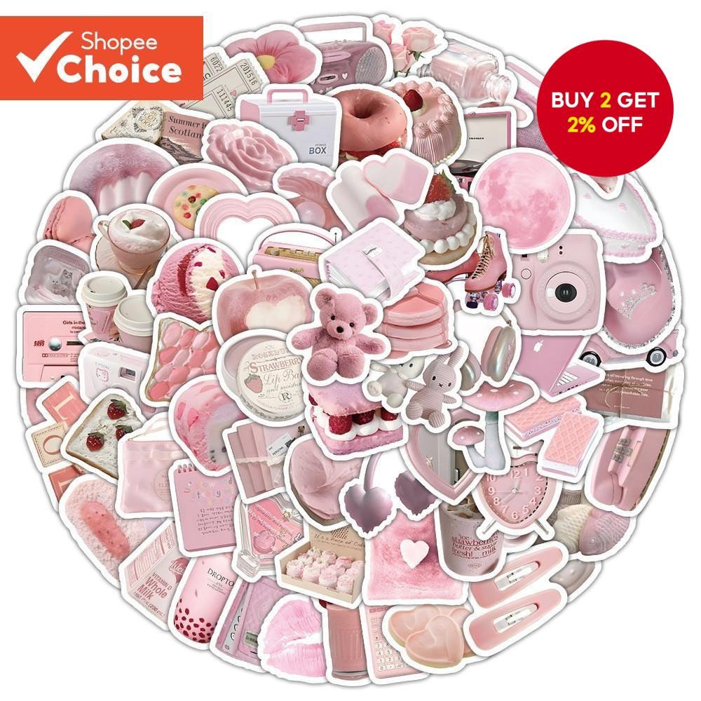 100PCS Light Pink Waterproof Stickers - Vinyl Decals for Helmet, Bike ...