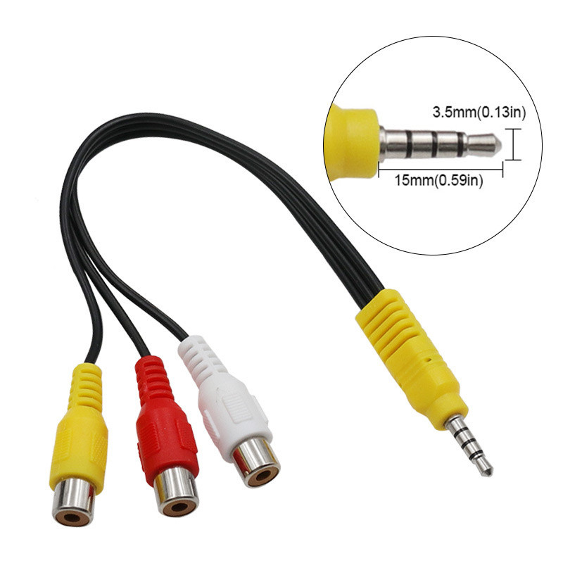 3.5mm One Point Three AV Adapter Cable to RCA Red White Yellow Video ...