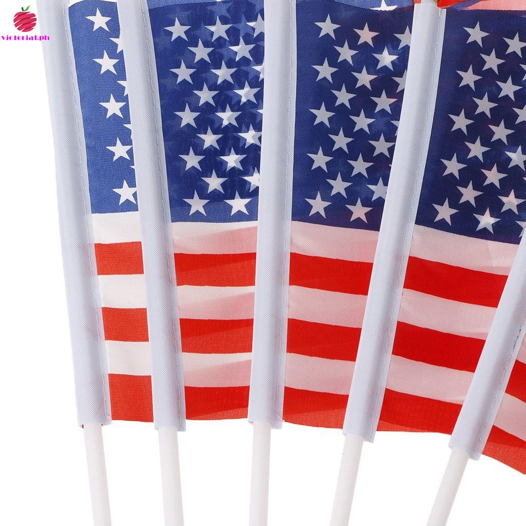 5pcs Mini USA National Flags - Hand Waving Small Banner Pole Flags ...