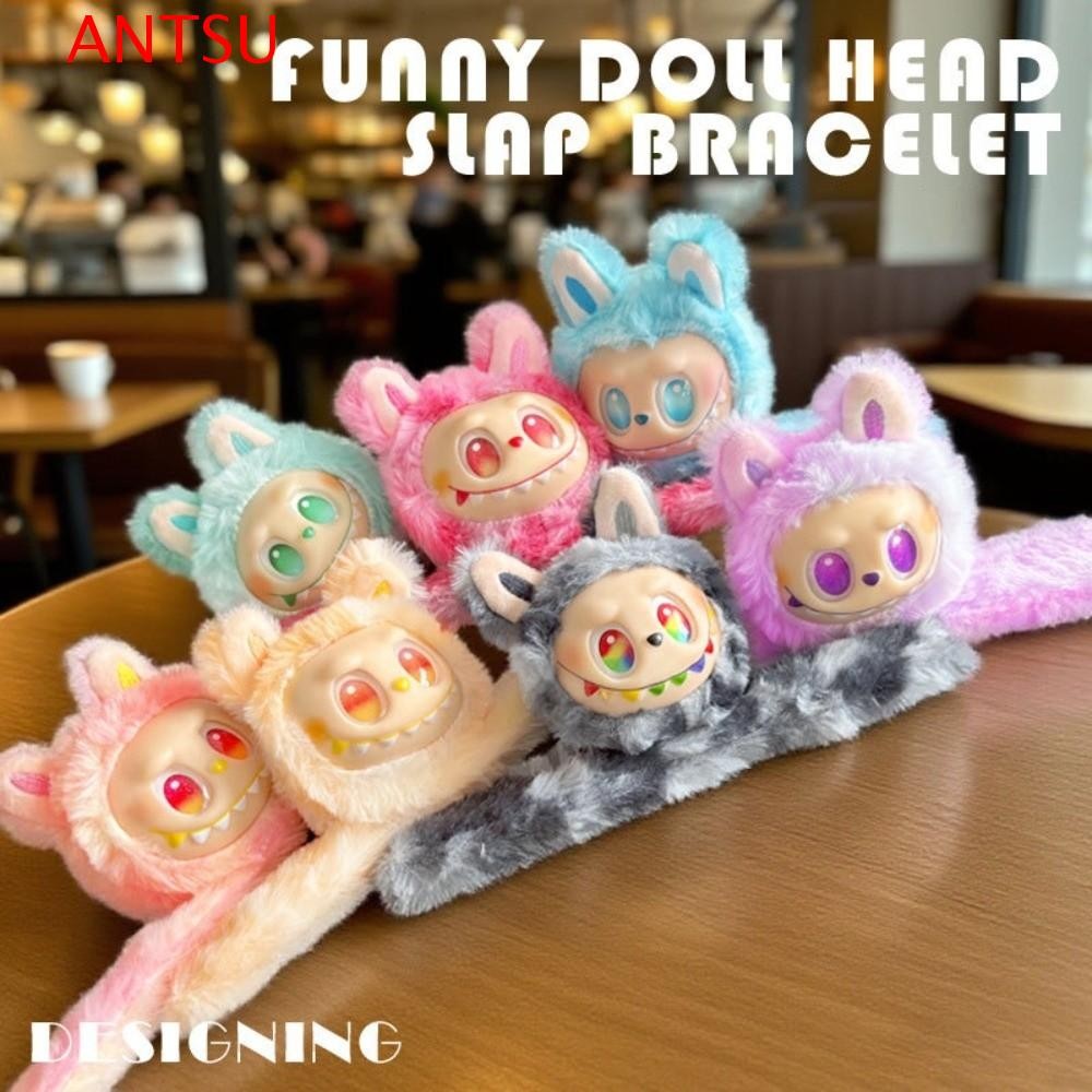 ANTSU Labubu Plush Wrist Toy, Wristband Slap Bracelet Labubu Slap Snap ...