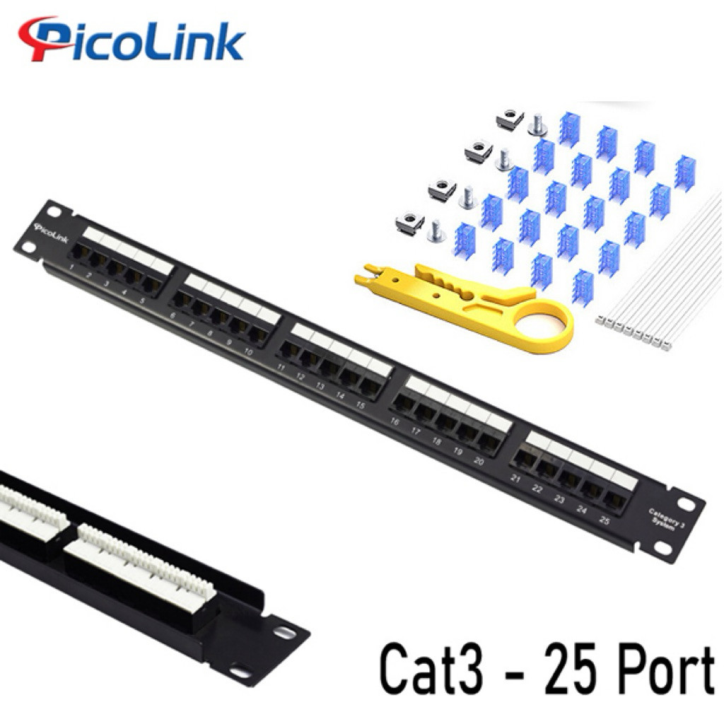 Patch Panel Connector RJ11 Cat3 25 Port, PicoLink PL-S1U25-C3U | Shopee ...