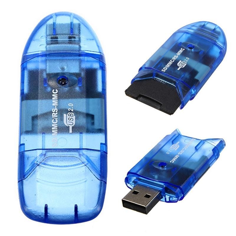 Mmc/sd/sdhc Card Reader Blue Double Cap Usb 2.0 Usb Sd Card 64gb Sdhc ...