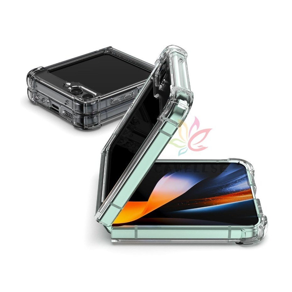 Crystal Clear Protective Bumper Casing Samsung Galaxy Z Flip 6 Z Flip 5