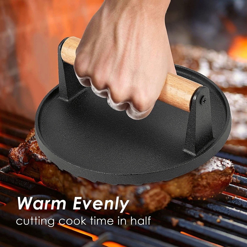 Cast iron meat press plate, barbecue steak meat press plate, uncoated ...