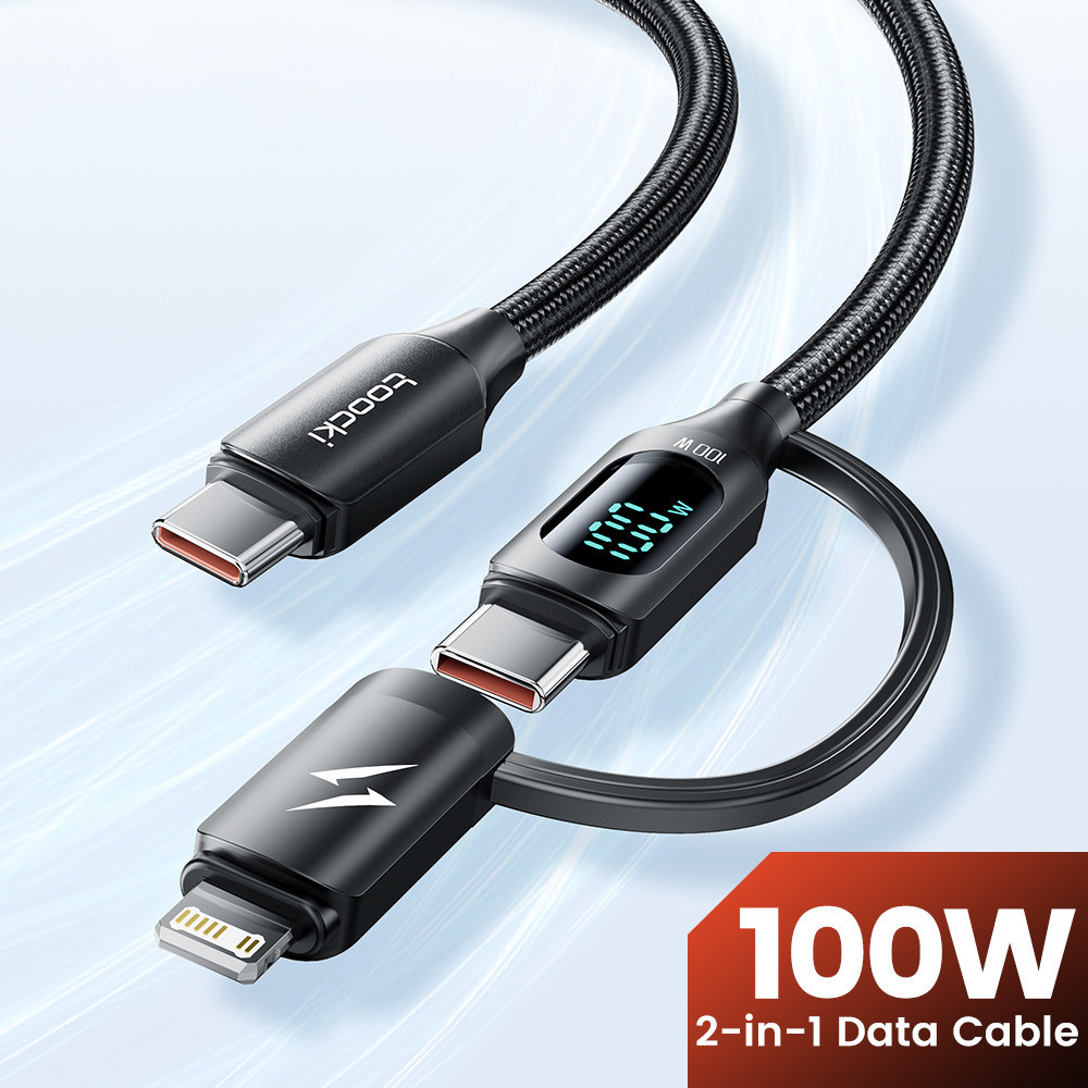 2 in 1 Digital Display Type C Cable 6A USB To USB C IP Cable For iP ...