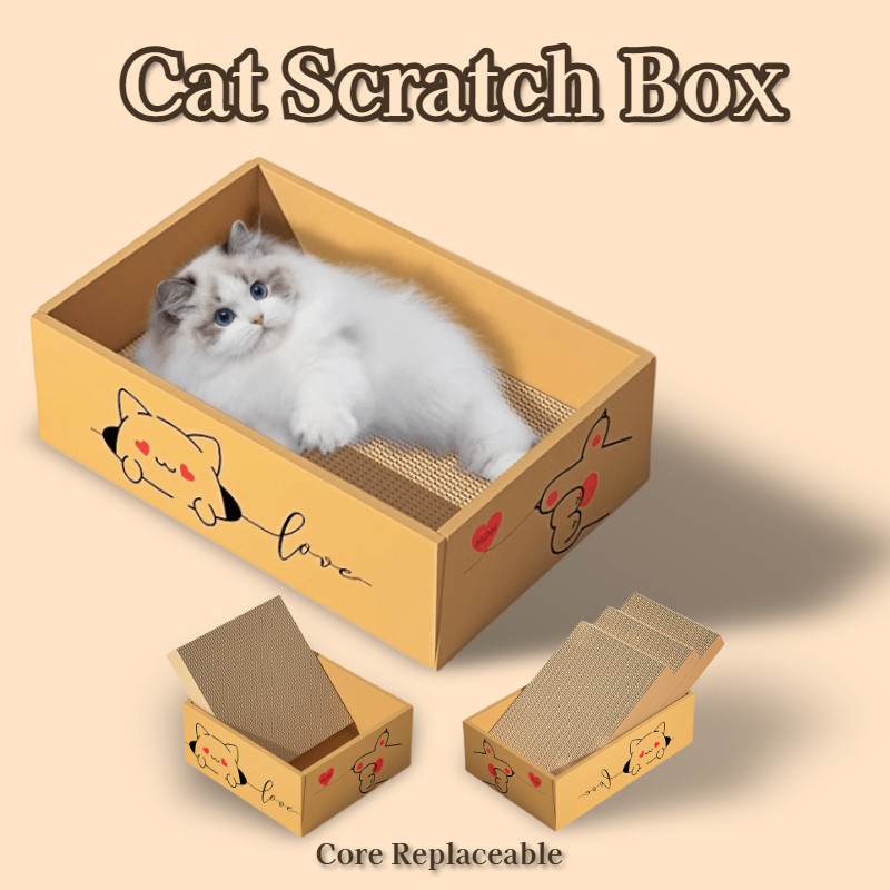 Cat Scratch Box Foldable Cute Cat Scratchable Bed Shape Cat Nest ...