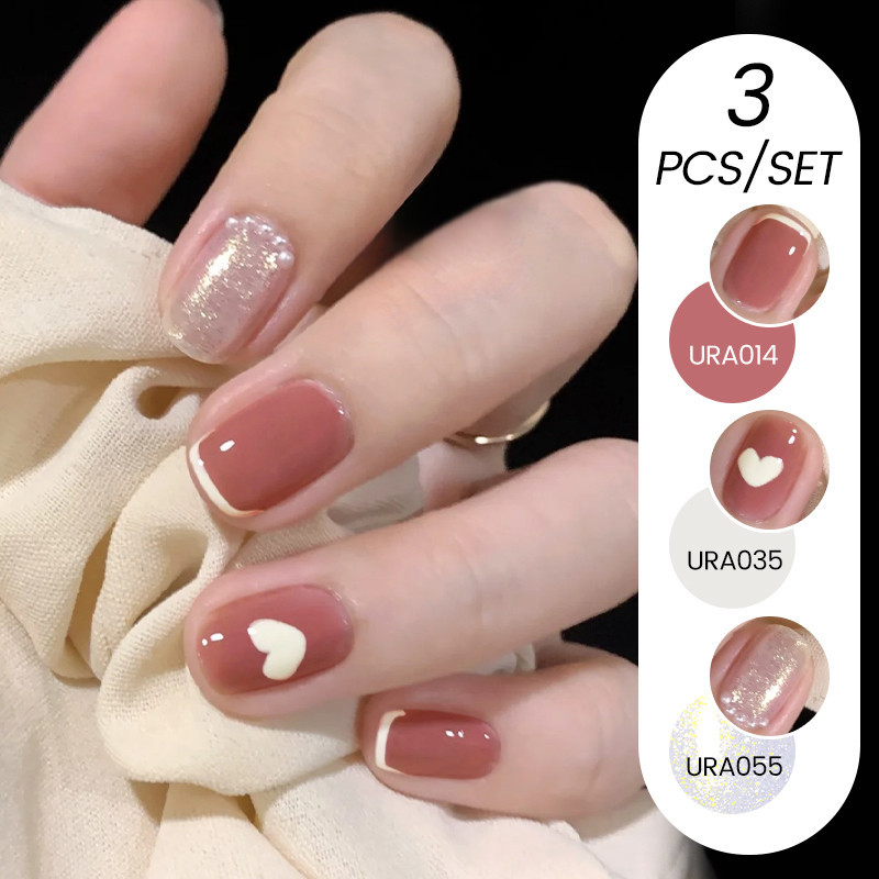 UR SUGAR 15ML Gel Polish Set Pink Color Gel 3PCS/Set Long Lasting Soak ...