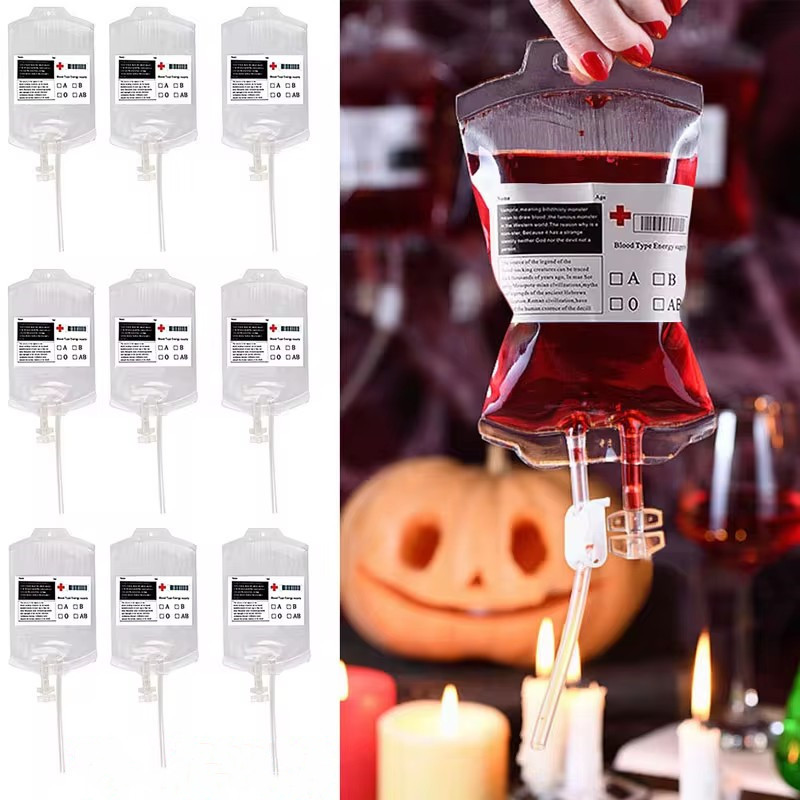 250ML Halloween Blood Bags Fruit Juice Beverage Bag Vampire Cosplay ...