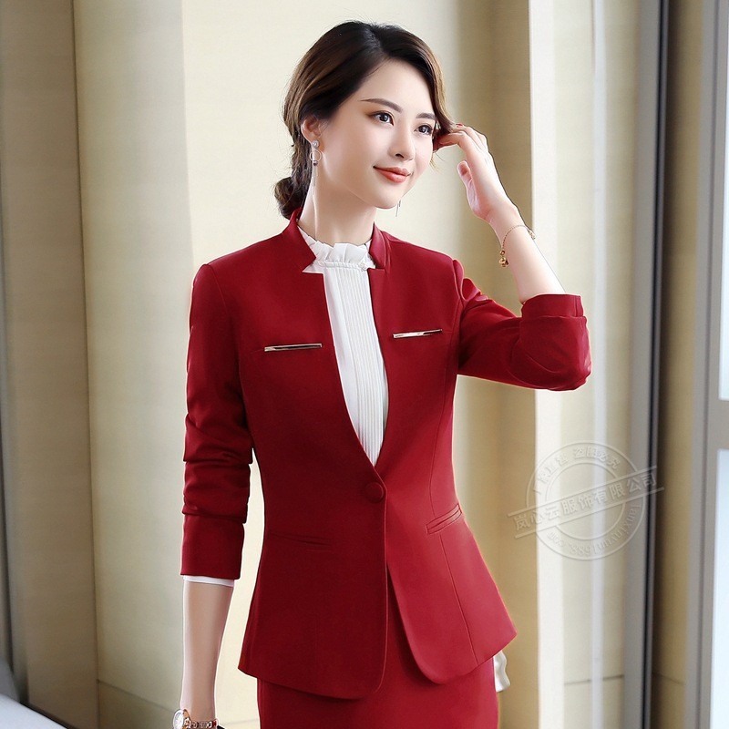 [Ready stock]Blazer for woman coordinates corporate attire Red long ...
