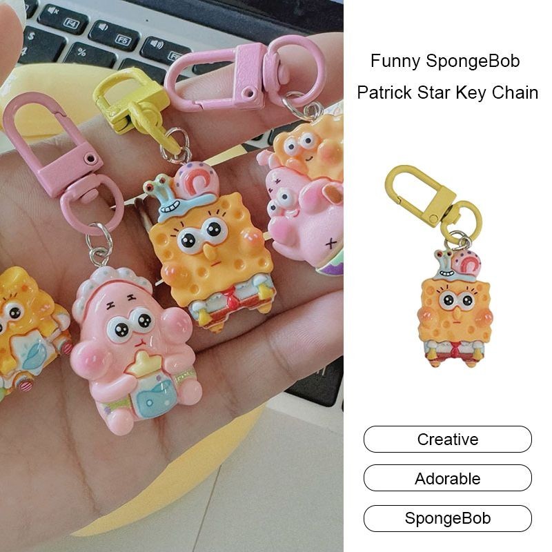【aidderse.th】Funny SpongeBob Patrick Star Key Chain Cute Cartoon ...