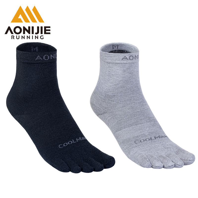 3 Pair AONIJIE E4845 Unisex Running Toe Socks Coolmax Black Gray ...