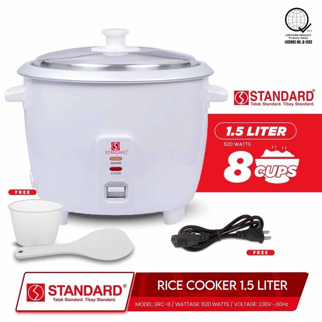 Standard Rice Cooker 1.5 Liters 620W (Plain White) - Gold Mind | Shopee ...