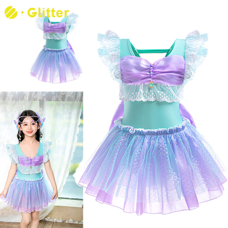 Mermaid Swimsuit for Kids Girl The Little Mermaid Ariel Purple Costume ...