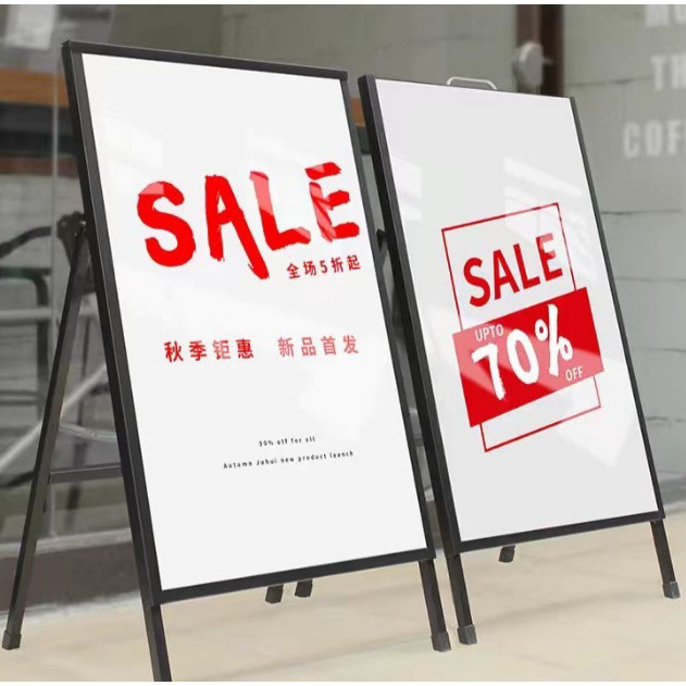 COD 】Portable Poster Stand Billboard Display Stand A-Shaped Folding ...