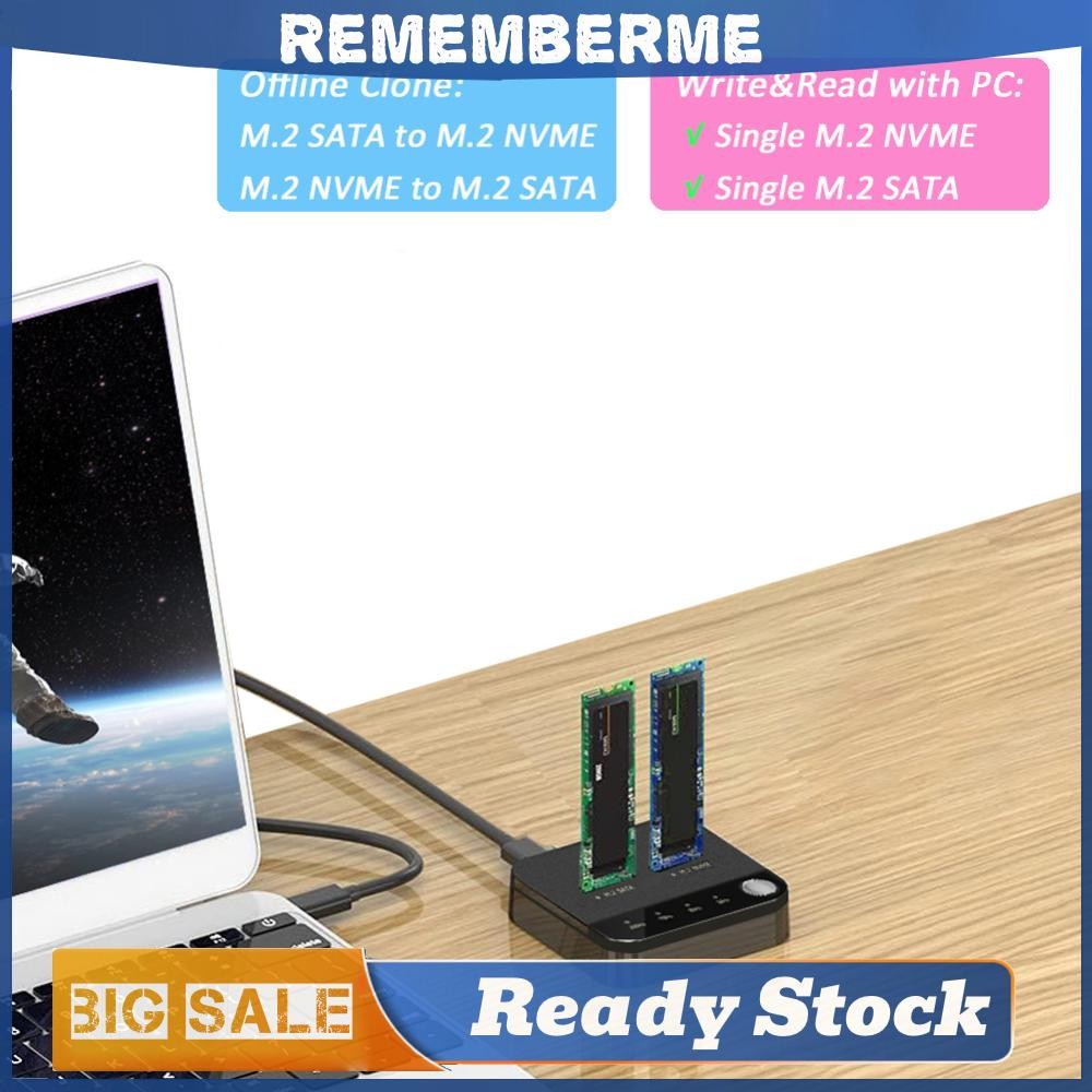 M.2 SATA/NVMe Dual-Bay Hard Drive Docking Station Clone Duplicaotr ...