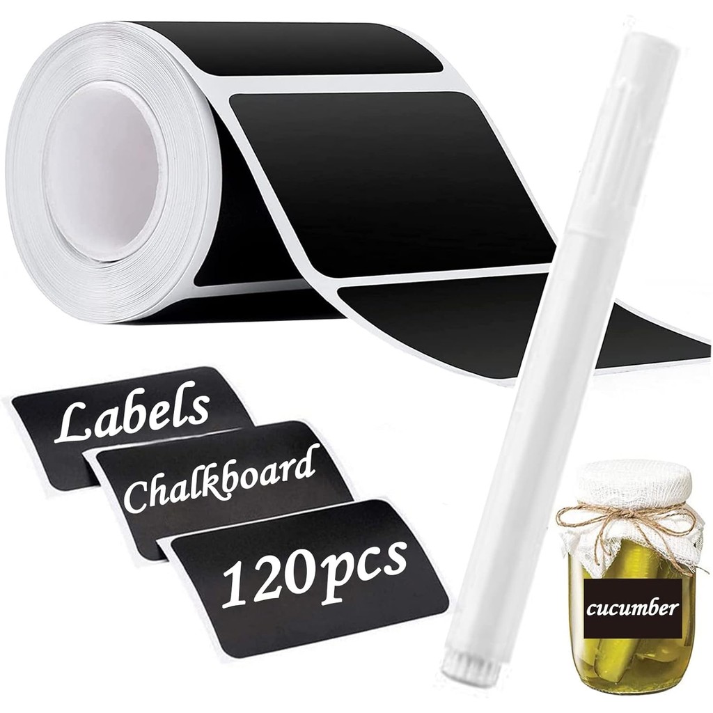 Chalkboard Labels Stickers, 120pcs Black Chalkboard Labels for ...