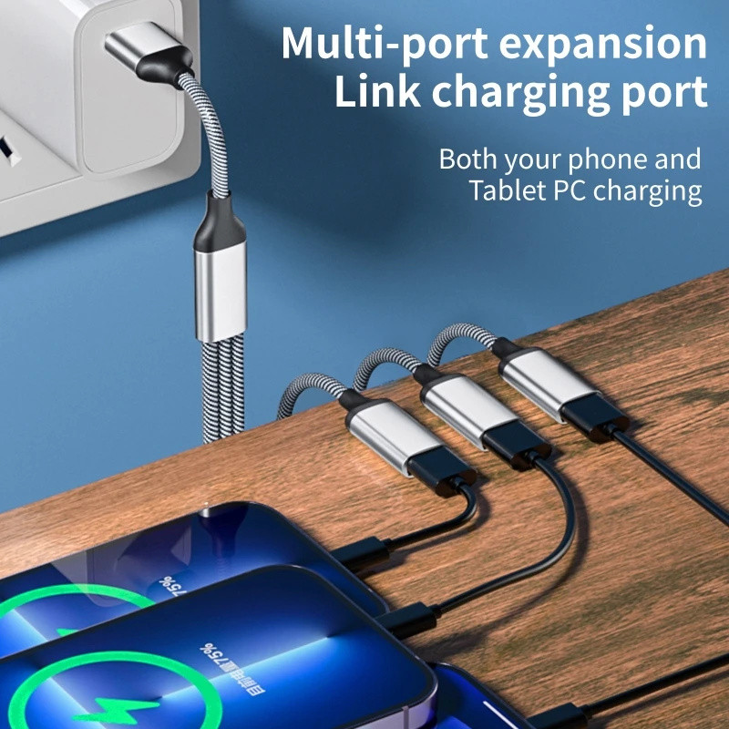 USB C Male To Double USB C Female Splitter Converter Adapter Extension ...