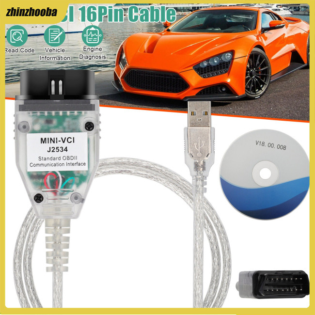 FS MINI VCI J2534 OBD2 Car Diagnostic Cable OBD2 Firmware V1.4.1 16 Pin ...