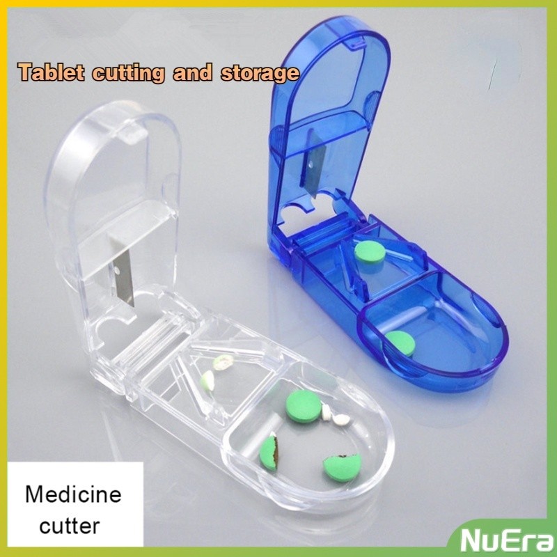 NuEra Square Round Transparent Pill or Tablet Cutter with Medicine ...