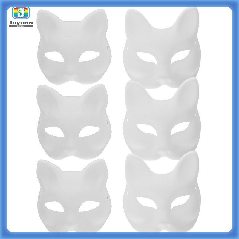 Animal Mask Halloween Masks Blank White Cosplay Facial Paintable Cat ...