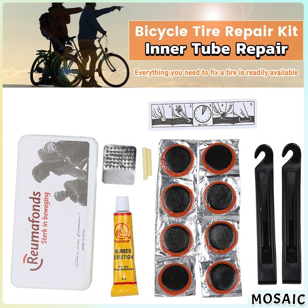 Bicycle Flat Tire Patch Kit Bike Inner Tube Repair Tool Set Puncture ...