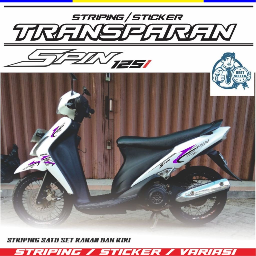 Clear UV STRIPING VARIATIONS SUZUKI SPIN 125 PLATE STICKERS SIMPLE ...