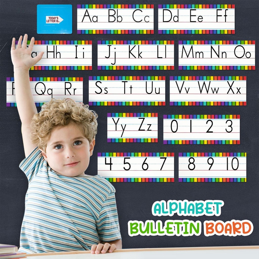 Classroom Alphabet Wall Decorations Display Set Number Posters Bulletin ...