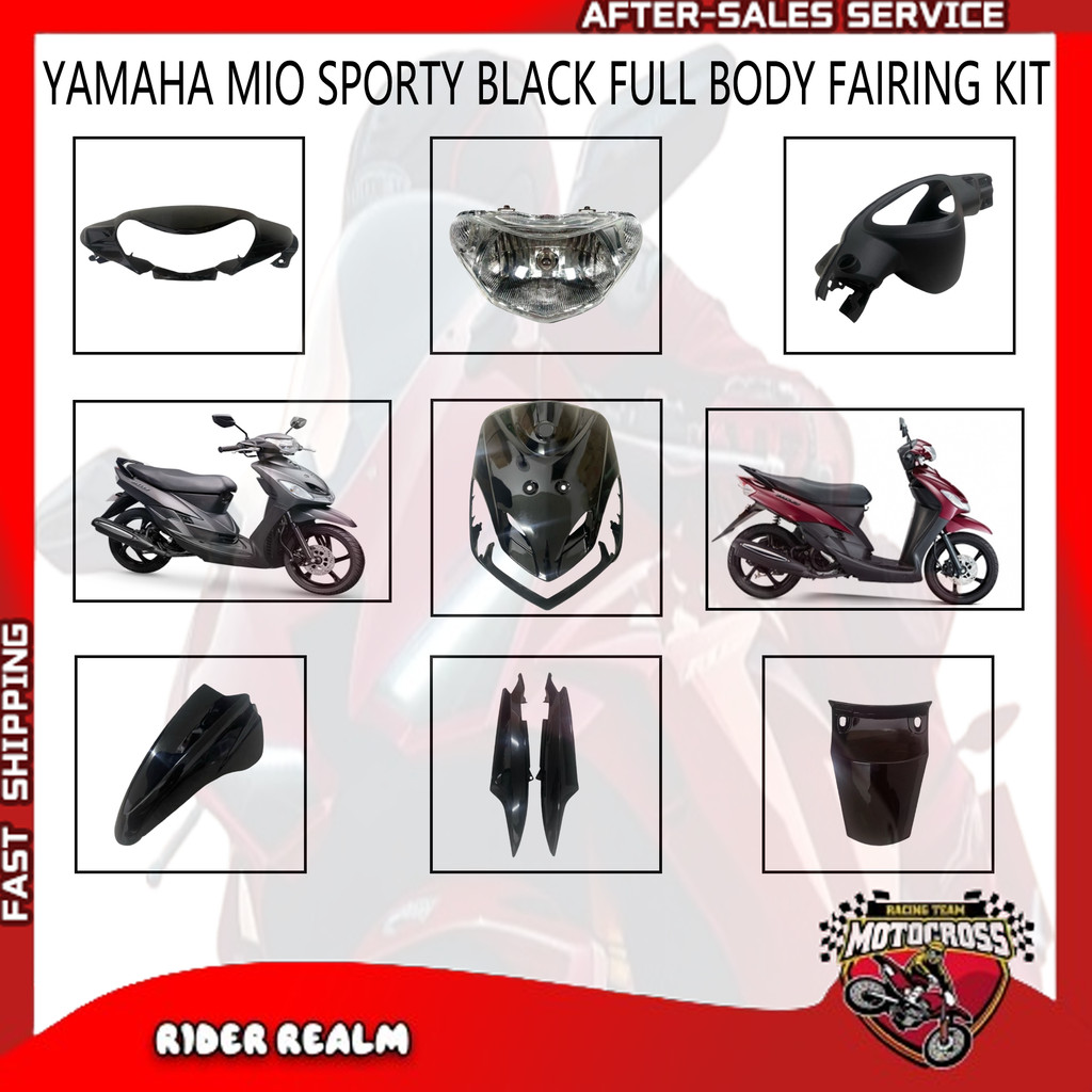 YAMAHA MIO SPORTY BLACK FULL BODY FAIRING KIT FOR MOTORCYCLE ...