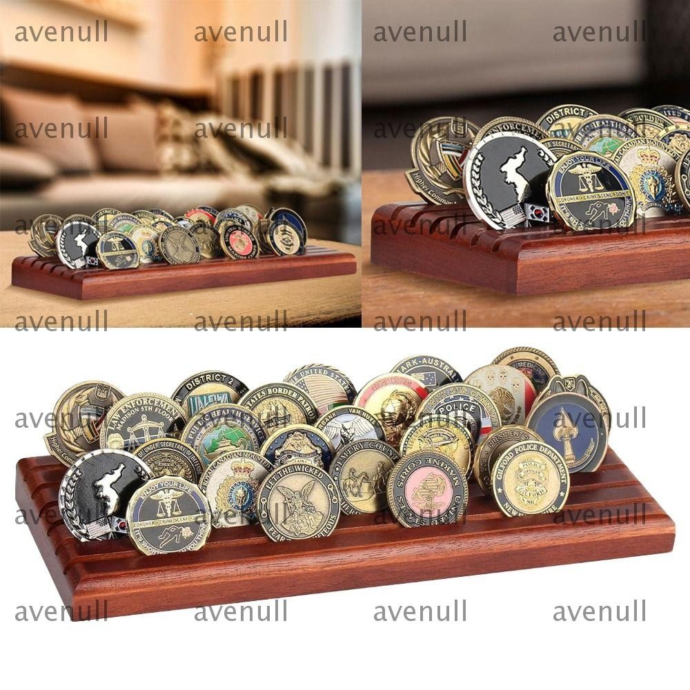 AVENULL Coin Display Stand, 13 x 5 in Wooden Challenge Coin Display ...
