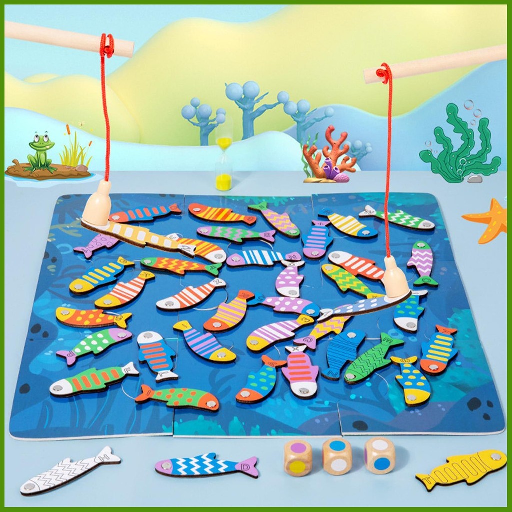 Magnetic Fish Game For Toddler Wooden Fishpond Game Fishing Toys Fish ...