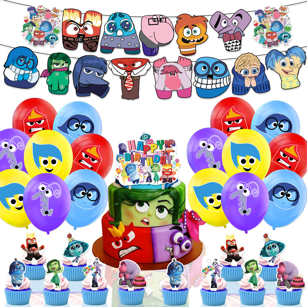 "happy birthday" Party Banner Sets Inside Out Theme Party Latex ...