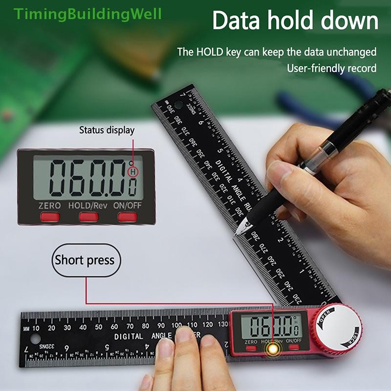 TBPH Digital Protractor Digital Angle Ruler Metric Goniometer 360 Degree Stainless Steel Right ...