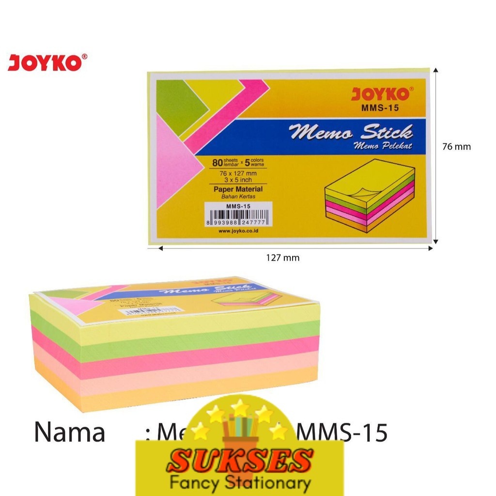 Memo Stick Sticky Note Memo Paper Joyko Mms-15 Sticky Memo | Shopee ...