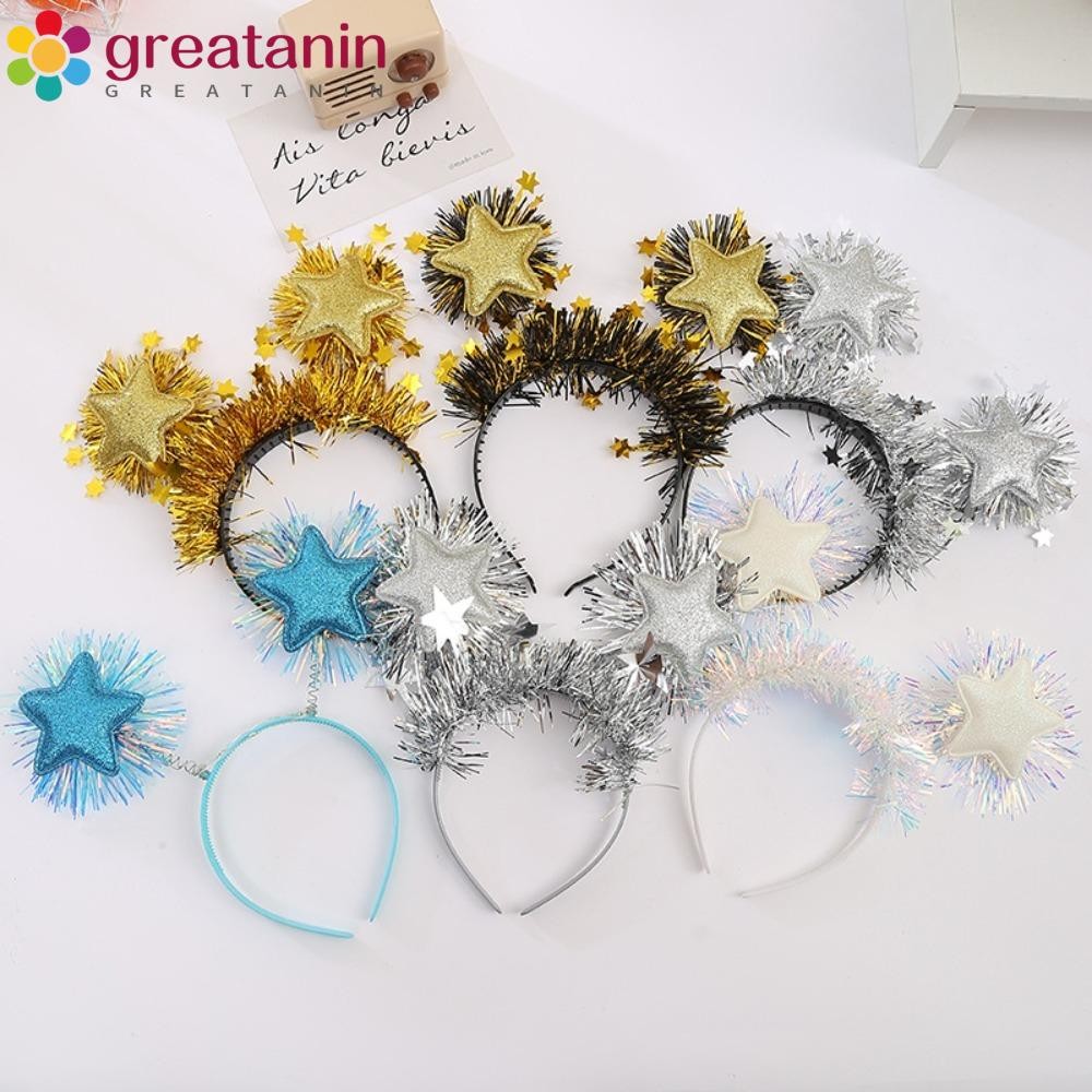 GREATANIN Headband, Year Glitter Star Sequin Hairhoop, Headdress ...