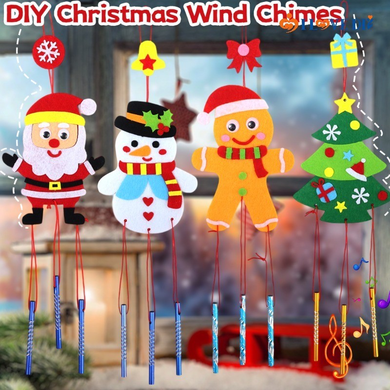 Cute Cartoon Santa Claus Snowman Wind Bell Pendant - Children Handmade ...