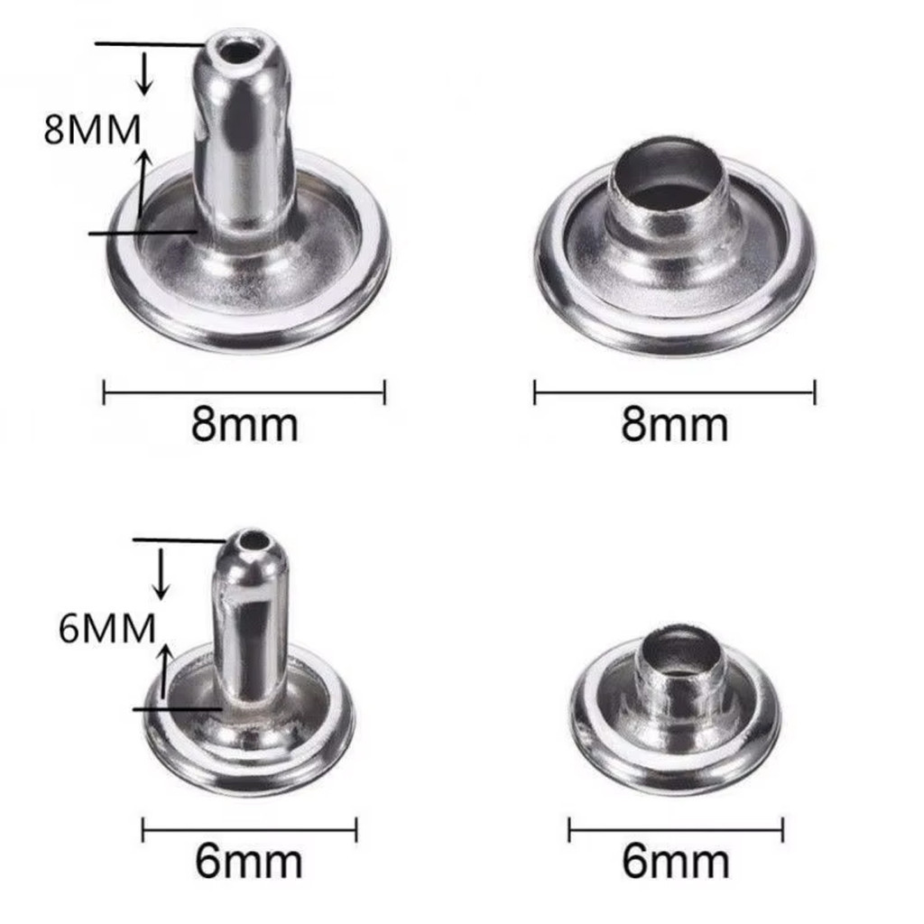 20 sets Stainless Double Cap Rivets Studs | 8mm, 9mm, 10mm, 12mm ...