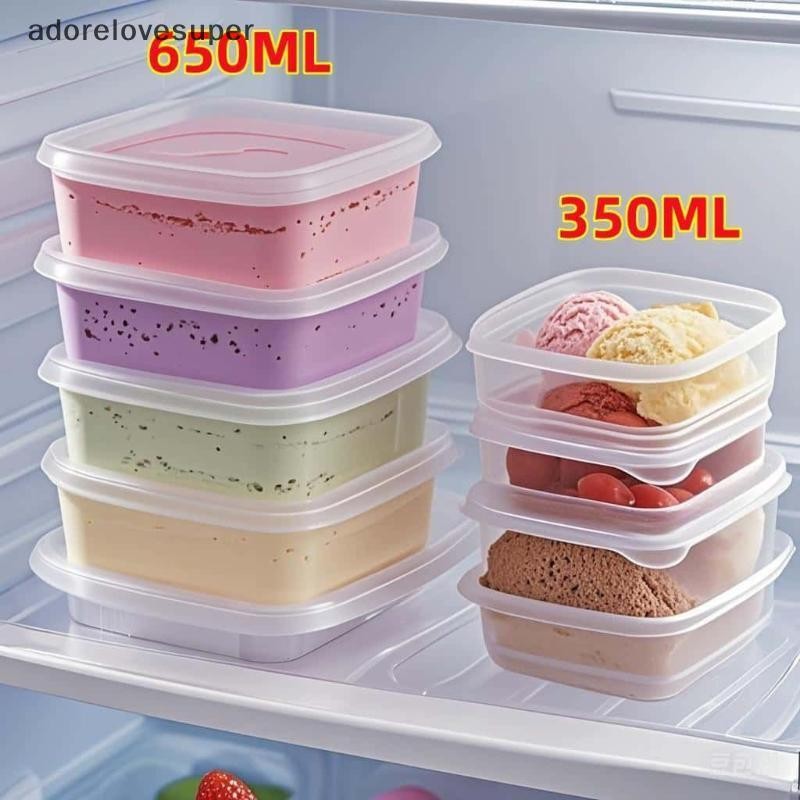 AD1PH 350/650ML Ice Cream Storage Tub Reusable Ice Cream Box Container ...