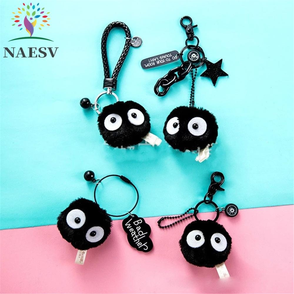 NAESV Cute KeyRings Spirited Away Bag Decorate Plush Keychains Portable ...