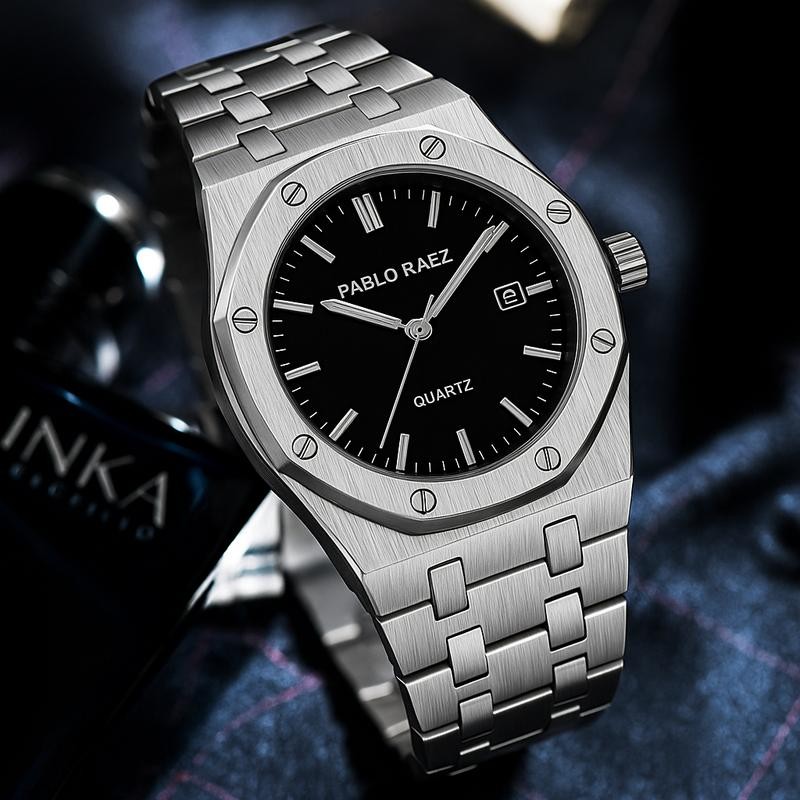 PABLO RAEZ Men's Watch 2744 | Octagonal Stainless Steel Quartz ...