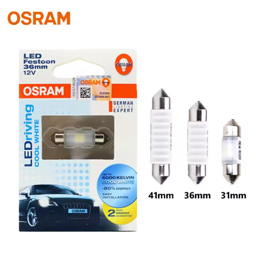 LED Bulb OSRAM 6436CW Cabin Ceiling Light Pad 36mm Festoon Car Interior ...