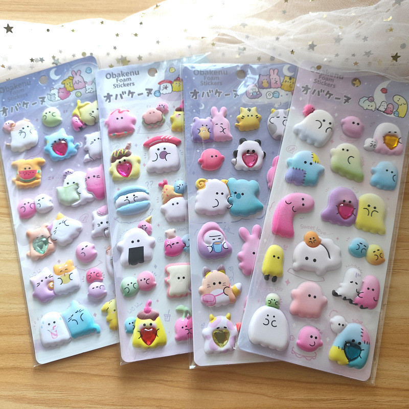 3D Ghost Family Three-Dimensional Stickers Cute Little Ghost Cartoon ...