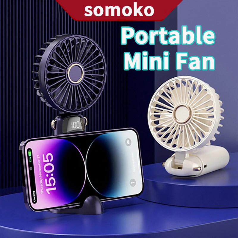 Portable Mini Fan USB Rechargeable Handheld Fan 5-Speed Adjustable ...