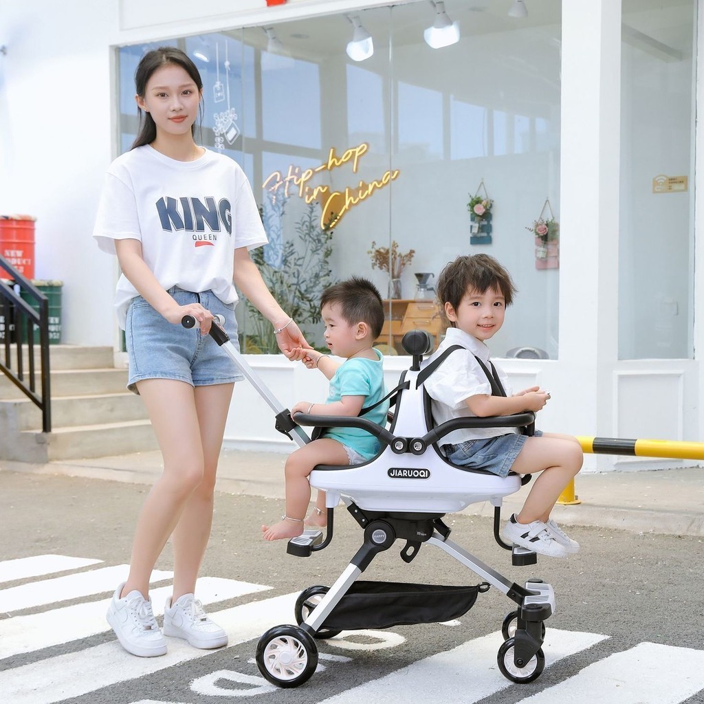 Twin Baby Walking Tool Double Seat Front and Rear Portable Foldable ...