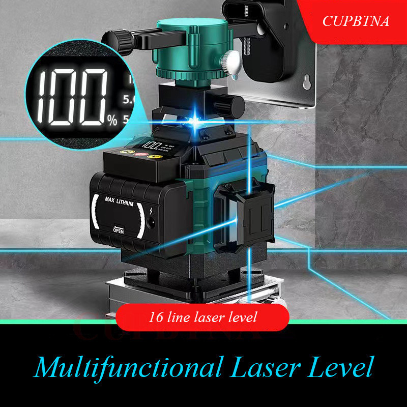 16/12/8 Lines 4D Digital Laser Level Blue Line Self-Leveling 360 Horizontal And Vertical Super ...