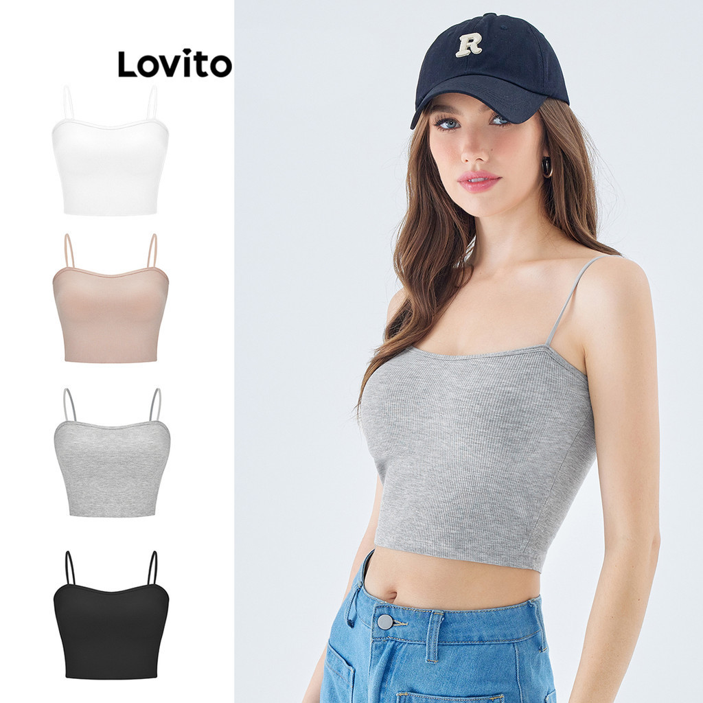 Lovito Casual Plain Sleeveless Crop Tops for Women L49ED002 | Shopee ...