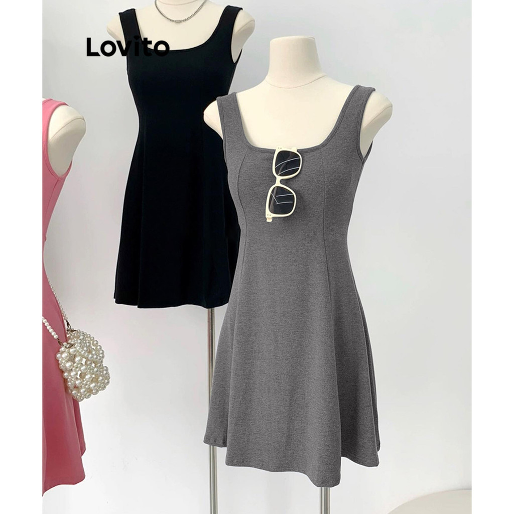 Lovito Women Casual Plain Structure Line Dress L91ED353 | Shopee ...