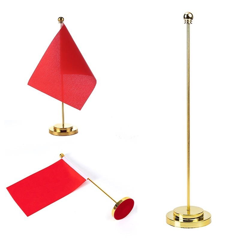 Gold/Silver Desktop Flag Holder - Metal Flag Pole with Base Stand for ...